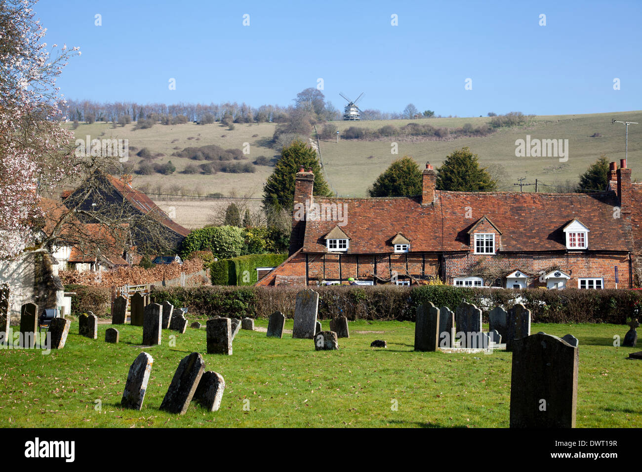St Mary the Virgin Church Grounds overlooking Village of Turville in ...