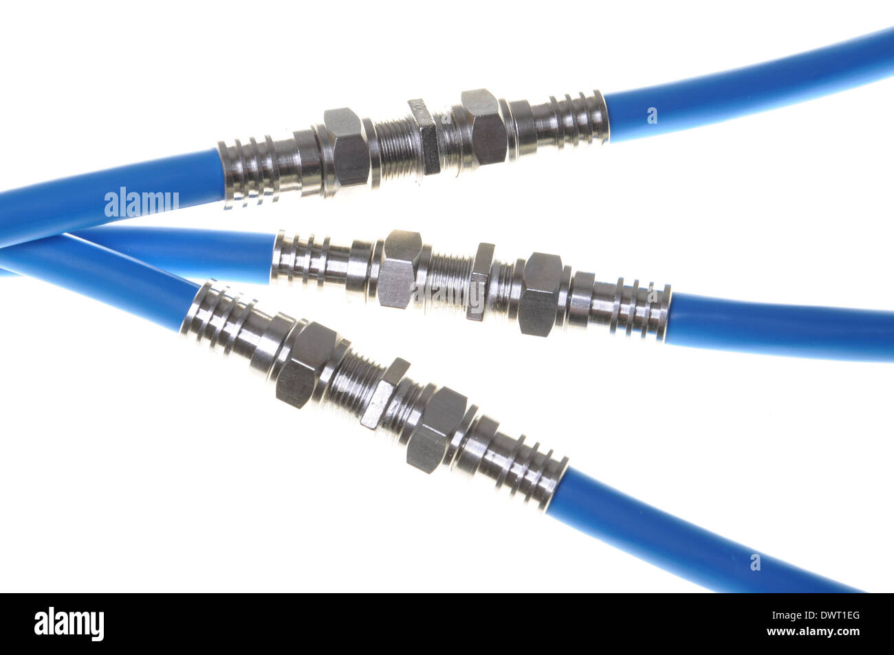 Coaxial cables with connectors, media systems Stock Photo - Alamy