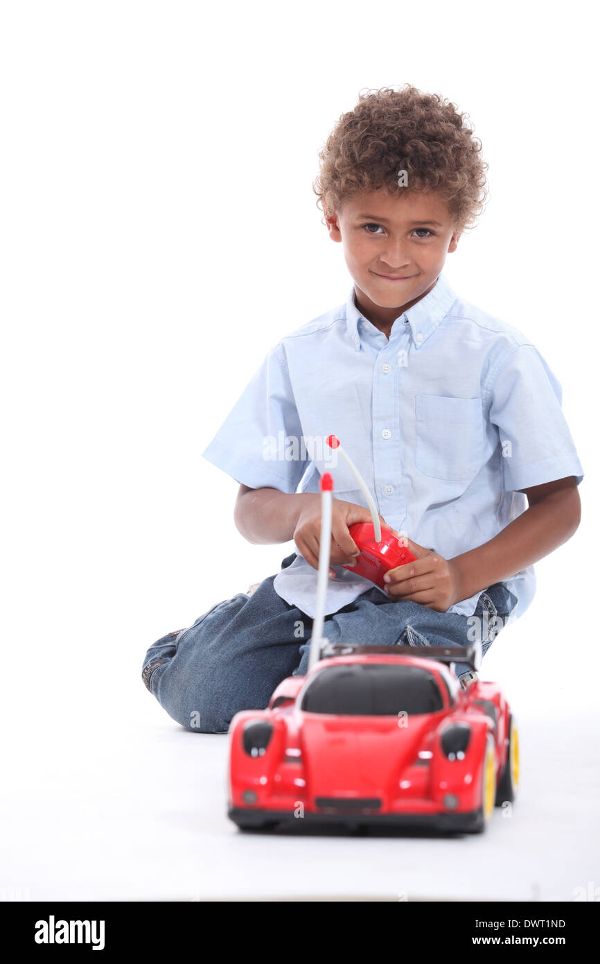 little boy with racing car Stock Photo - Alamy