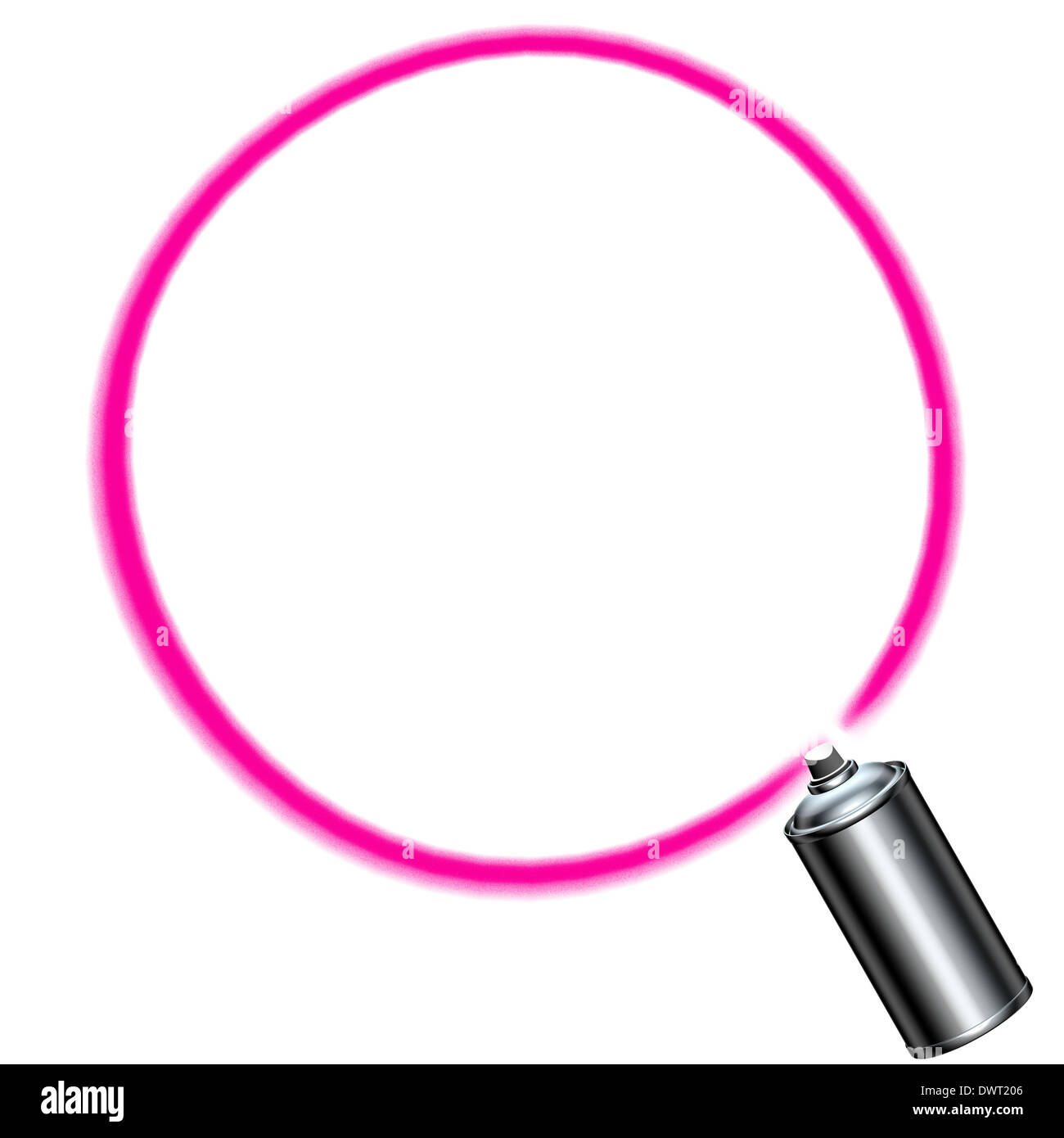 spray can spraying a pink circle on white Stock Photo - Alamy