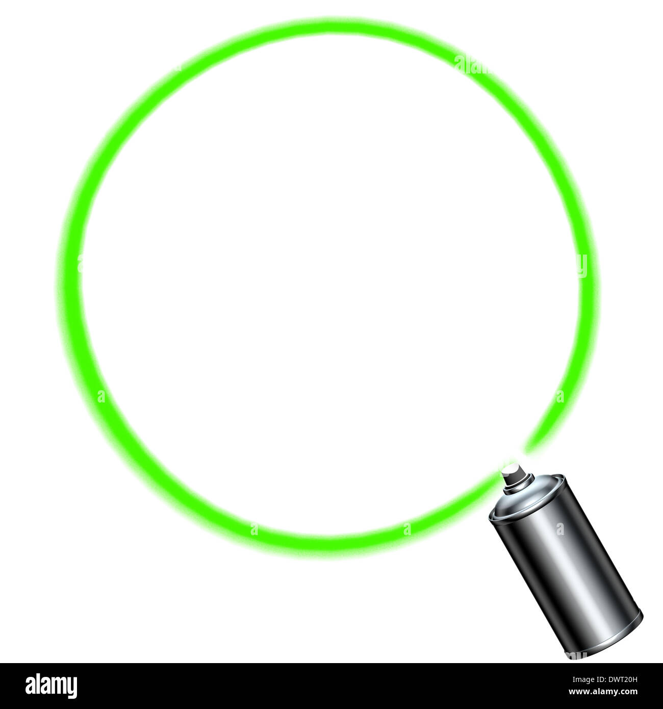 spray can spraying a green circle on white Stock Photo - Alamy