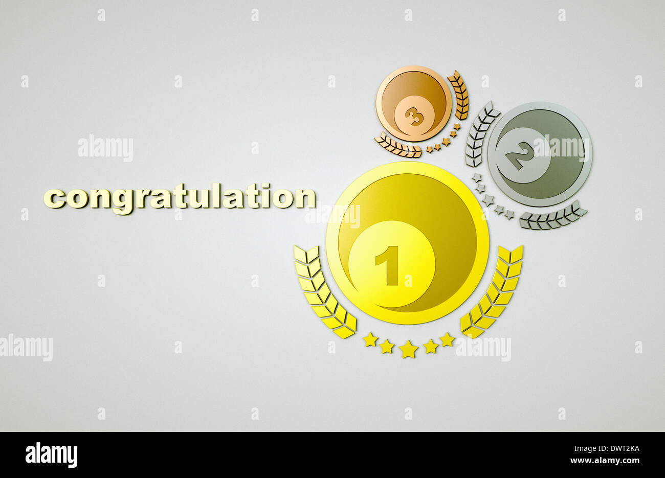 three medals with the position presented Stock Photo - Alamy