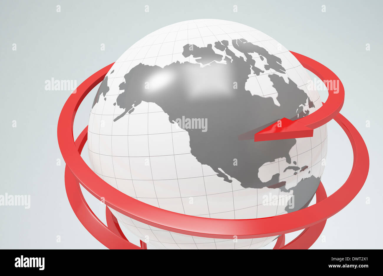 the globe surrounded with an arrow Stock Photo - Alamy