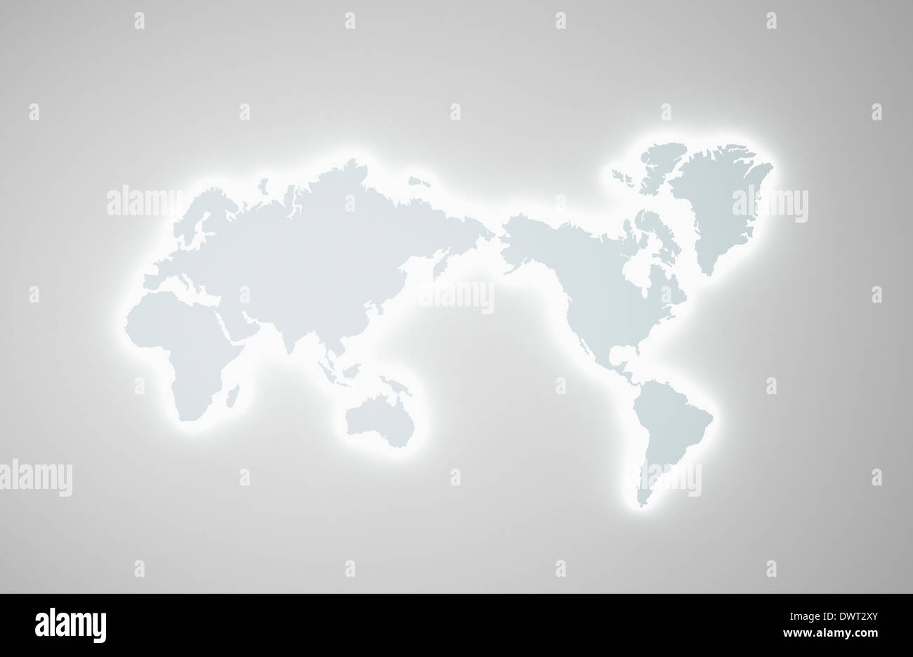 the world map with a white glow Stock Photo - Alamy