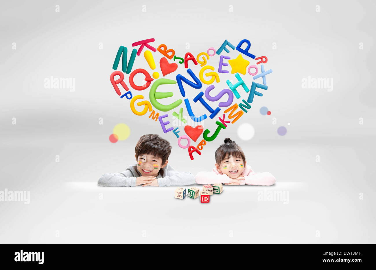 two kids learning English Stock Photo - Alamy