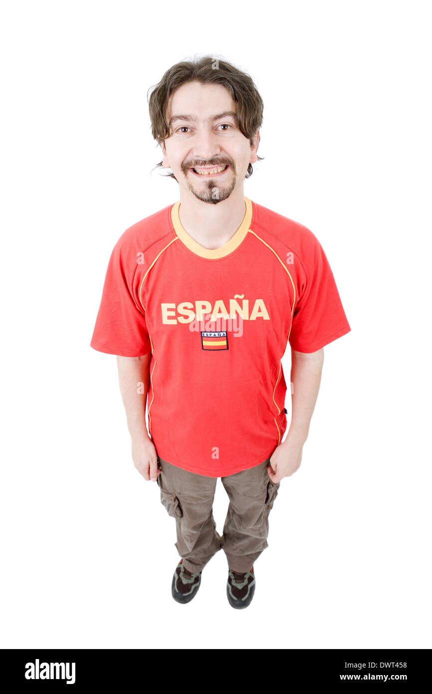 happy spanish man supporter, isolated on white Stock Photo - Alamy