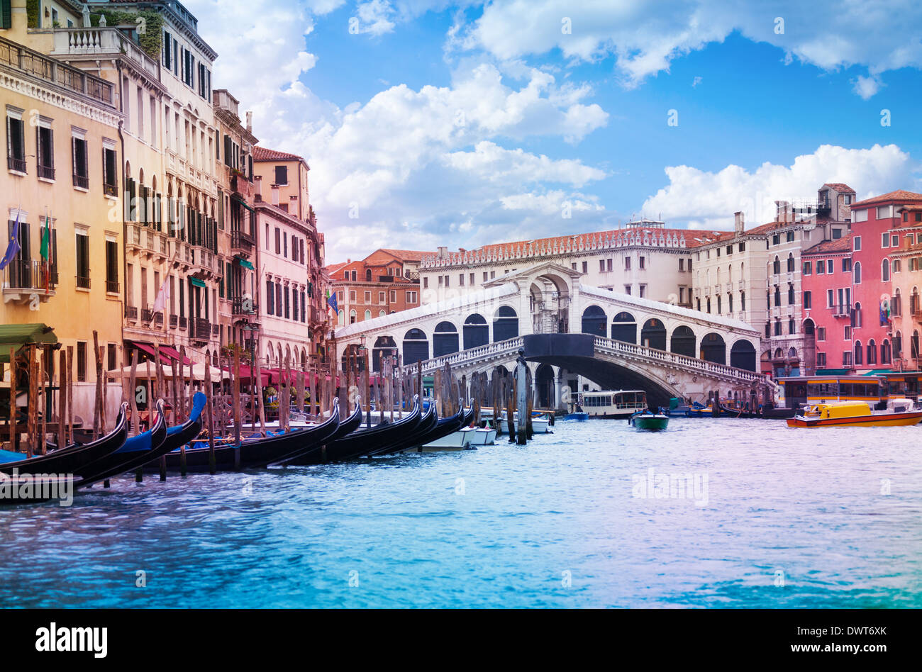 Rialto Bridge in Venice view from Grand canal Stock Photo - Alamy