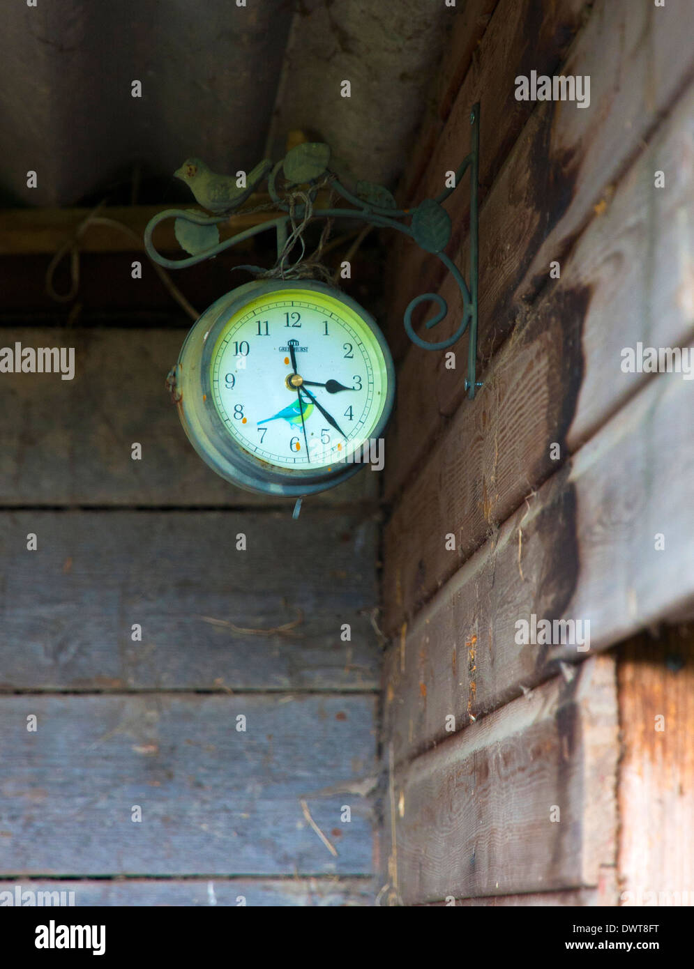 Garden clock outdoors in a stable Stock Photo - Alamy