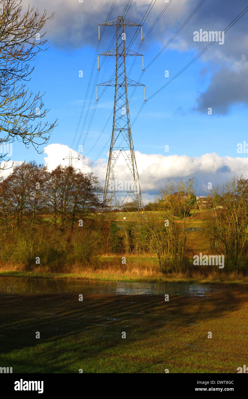 Power pylon and cables Stock Photo - Alamy