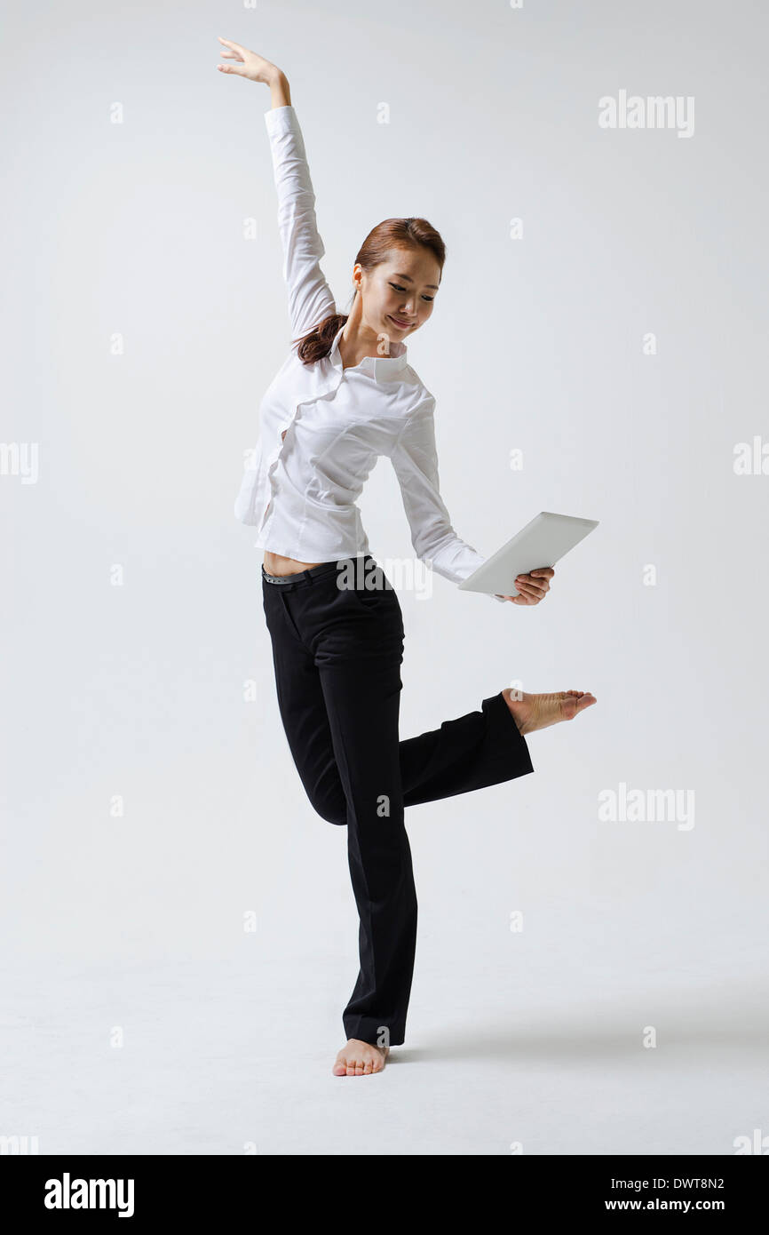 Woman dancing laptop in hi-res stock photography and images - Alamy