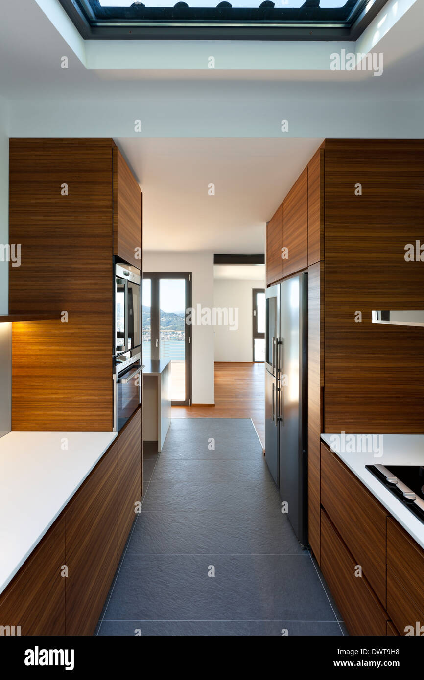 Modern empty apartment, view of the kitchen Stock Photo - Alamy