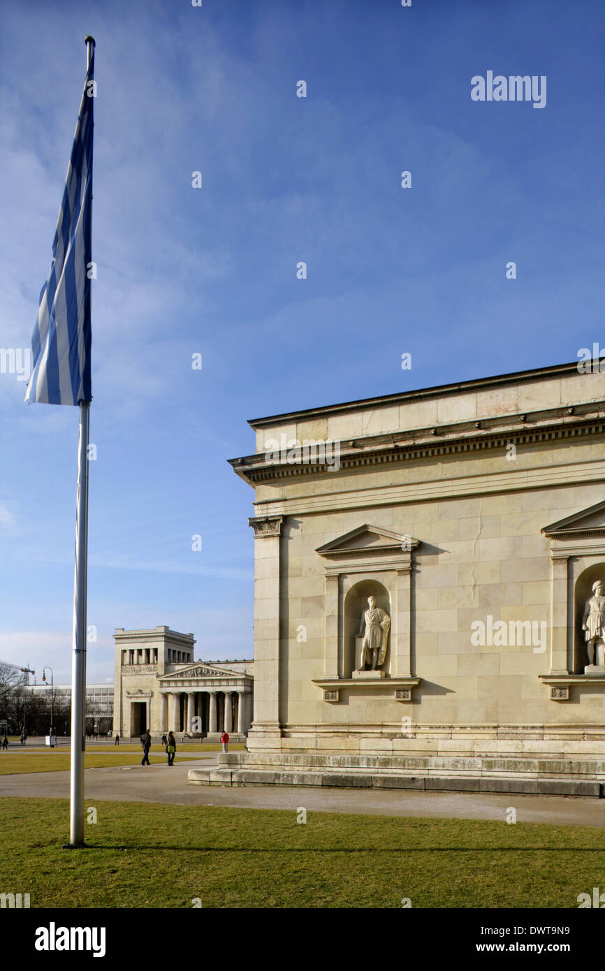 The Propylaen city gateway (left) and the Glyptotek art museum (right ...