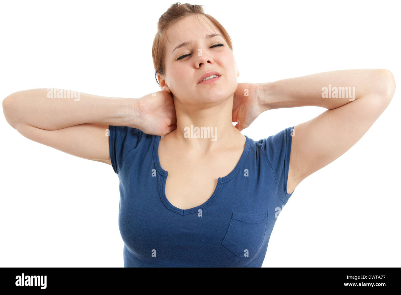 Pain nape of the neck woman Stock Photo - Alamy