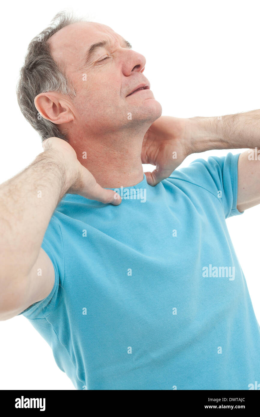 Nape of the neck pain senior Stock Photo - Alamy