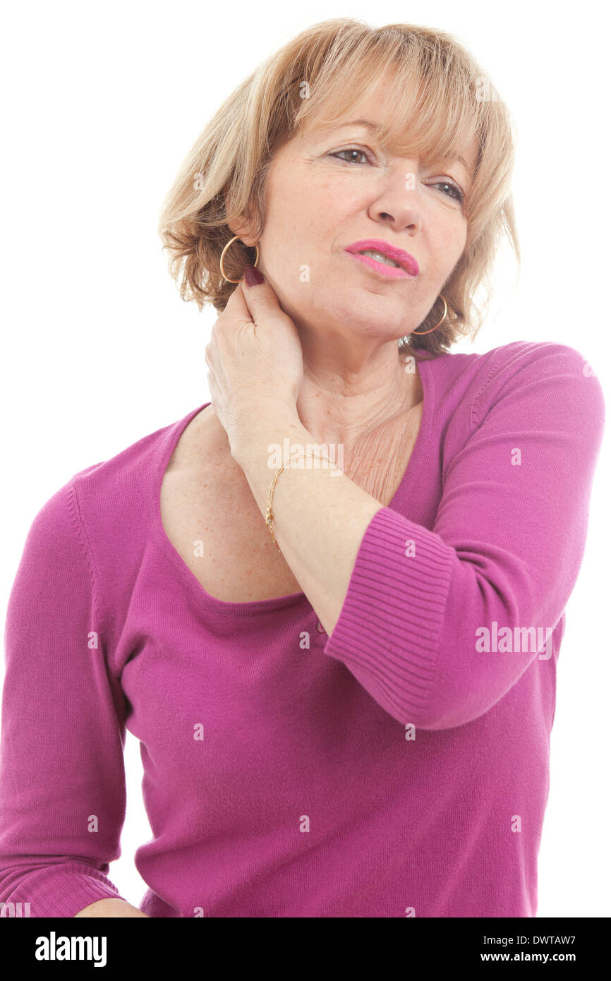 Nape of the neck pain senior Stock Photo - Alamy