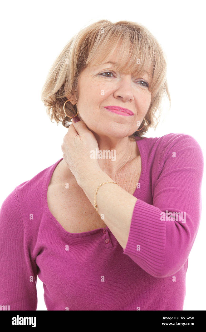 Nape of the neck pain senior Stock Photo - Alamy