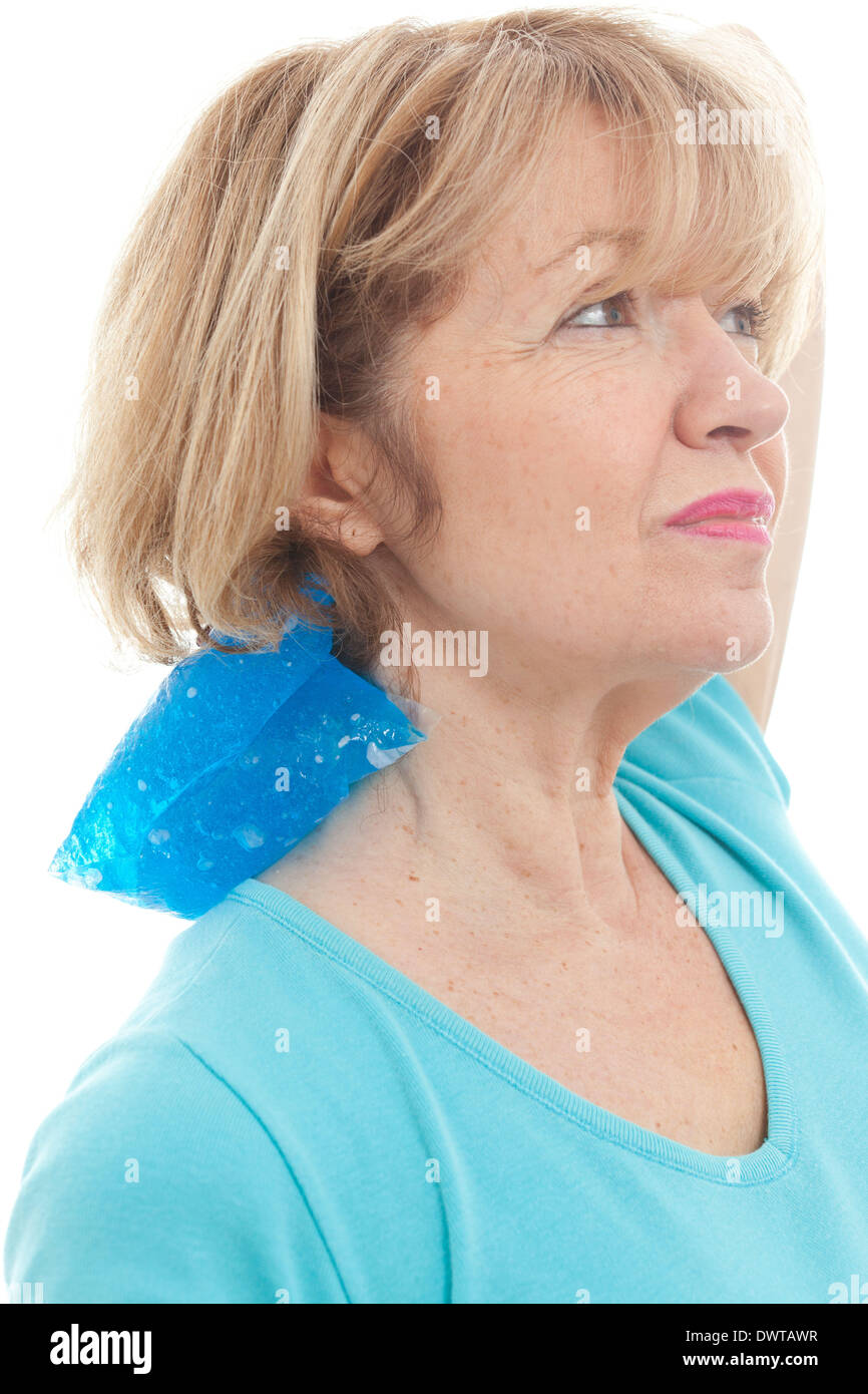 Nape of the neck pain senior Stock Photo - Alamy