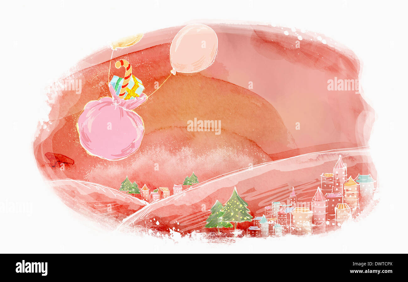 a colorful winter scene fading white Stock Photo - Alamy