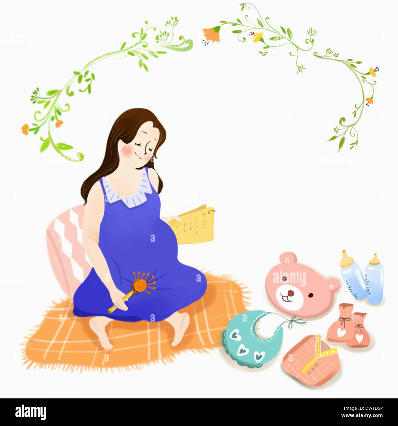 a pregnant woman collecting baby items Stock Photo - Alamy