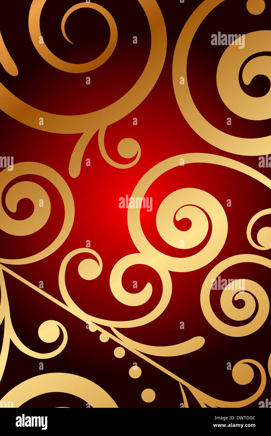 Vector red background with gold ornament Stock Photo - Alamy