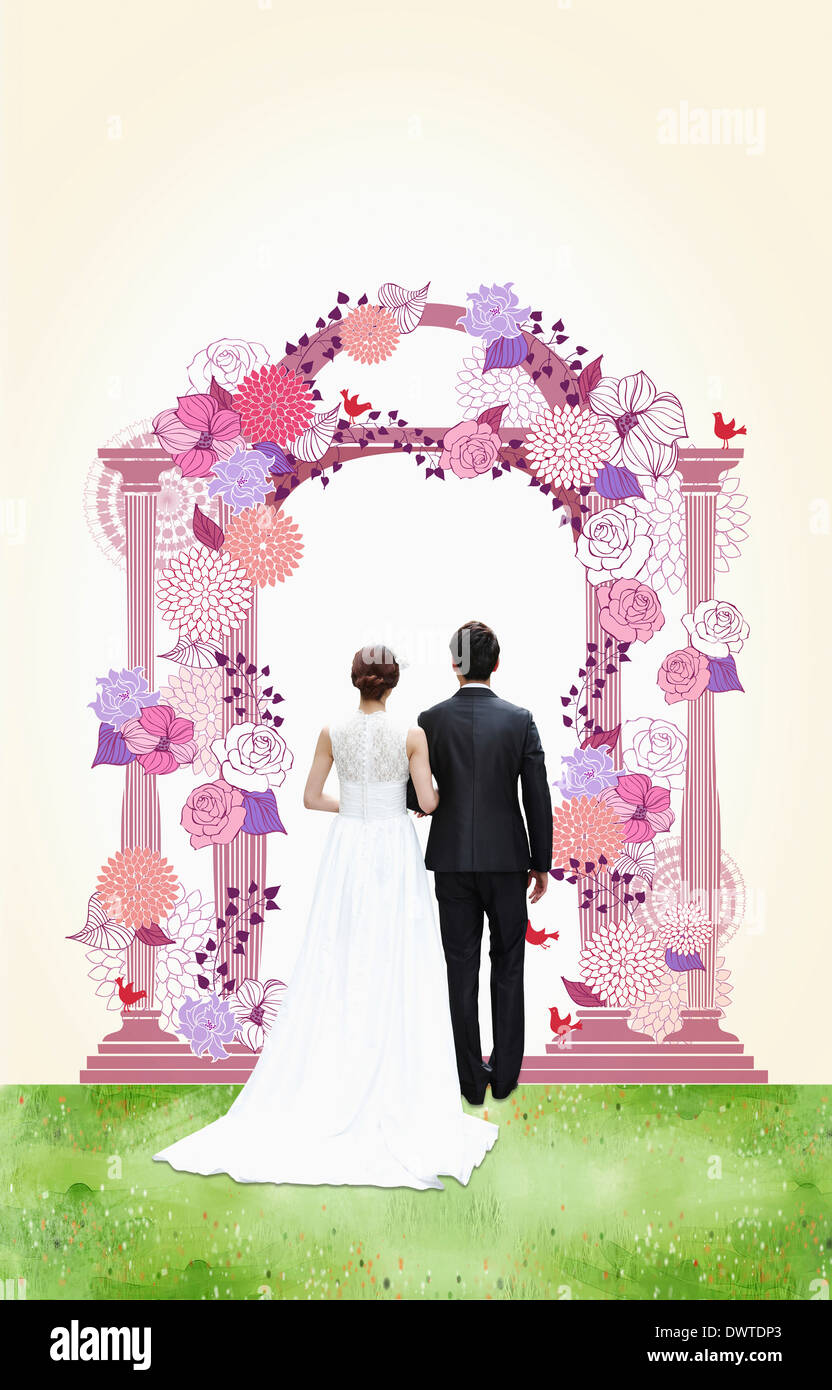 a wedding picture with bride and groom Stock Photo - Alamy