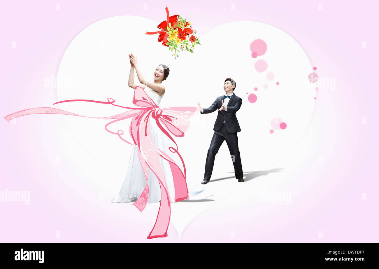a wedding picture with bride and groom Stock Photo - Alamy