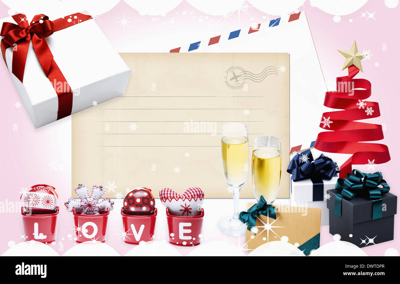 a letter next to presents Stock Photo - Alamy