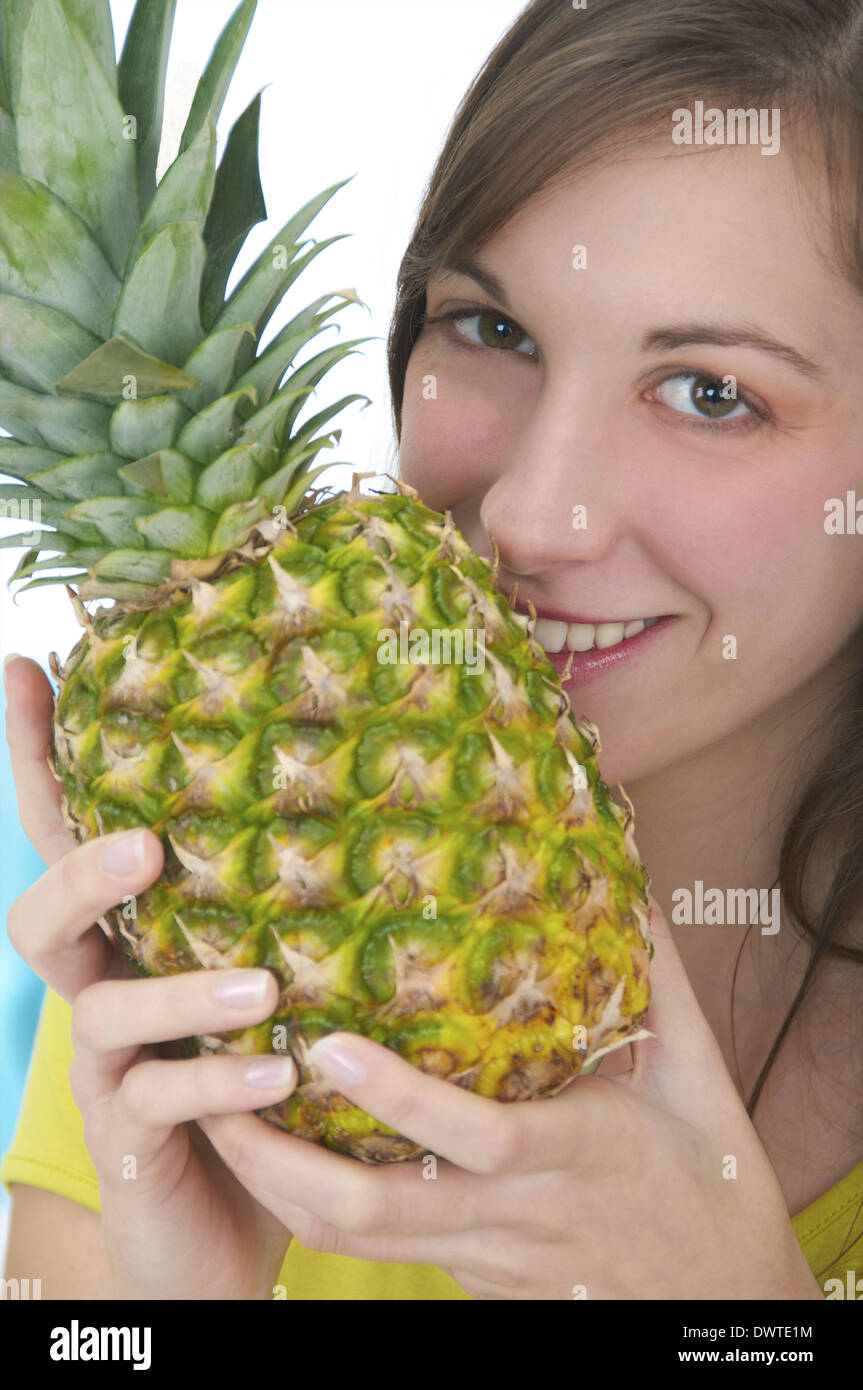 Food pineapple woman Stock Photo - Alamy