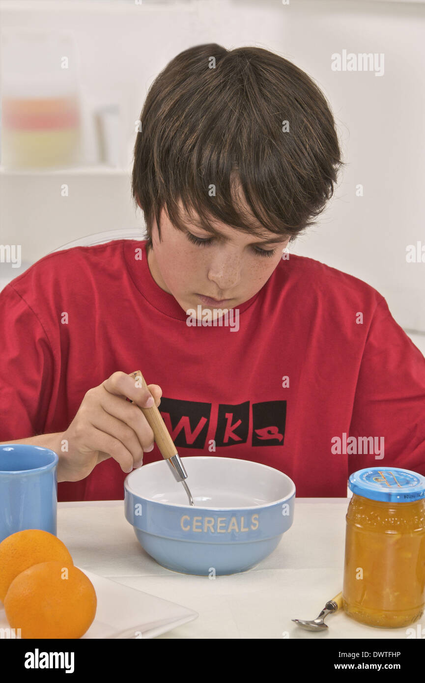 Teenage boy breakfast milk hi-res stock photography and images - Alamy