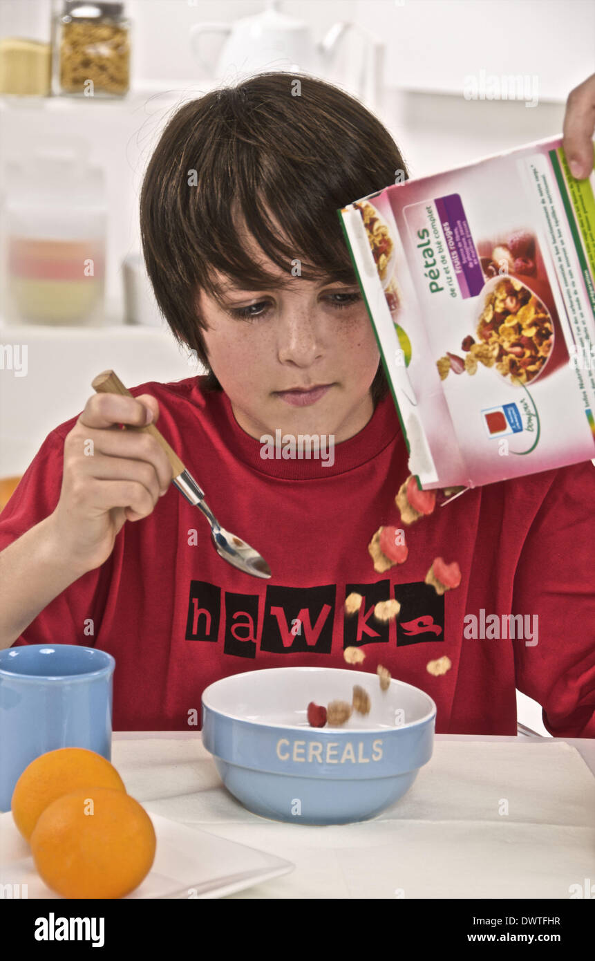 Teenage boy breakfast milk hi-res stock photography and images - Alamy