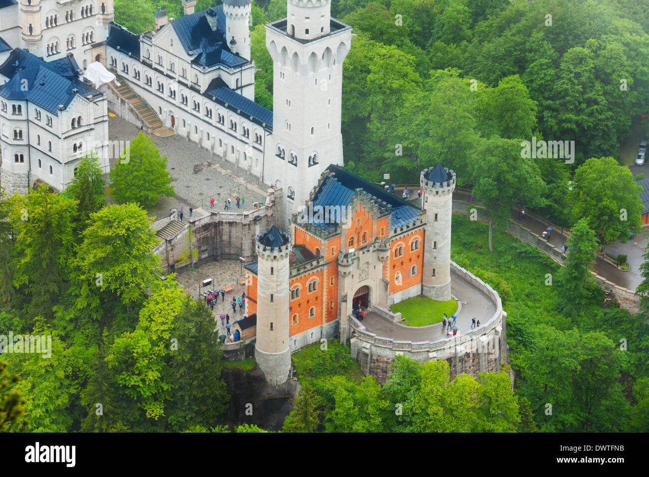 Gate of famous Neuschwanstein castle in Bavaria, Germany Stock Photo ...