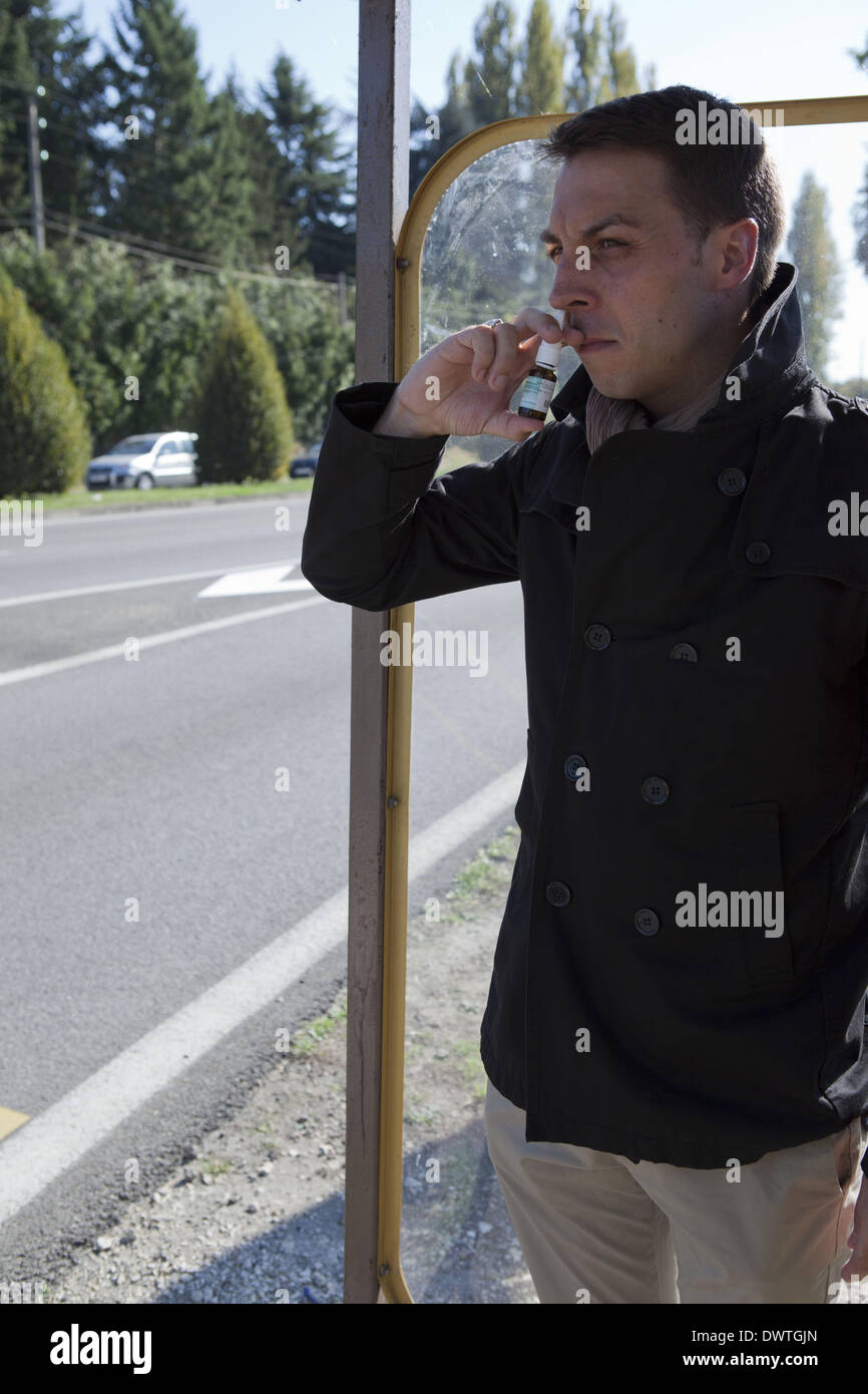 Treatment drop man Stock Photo - Alamy