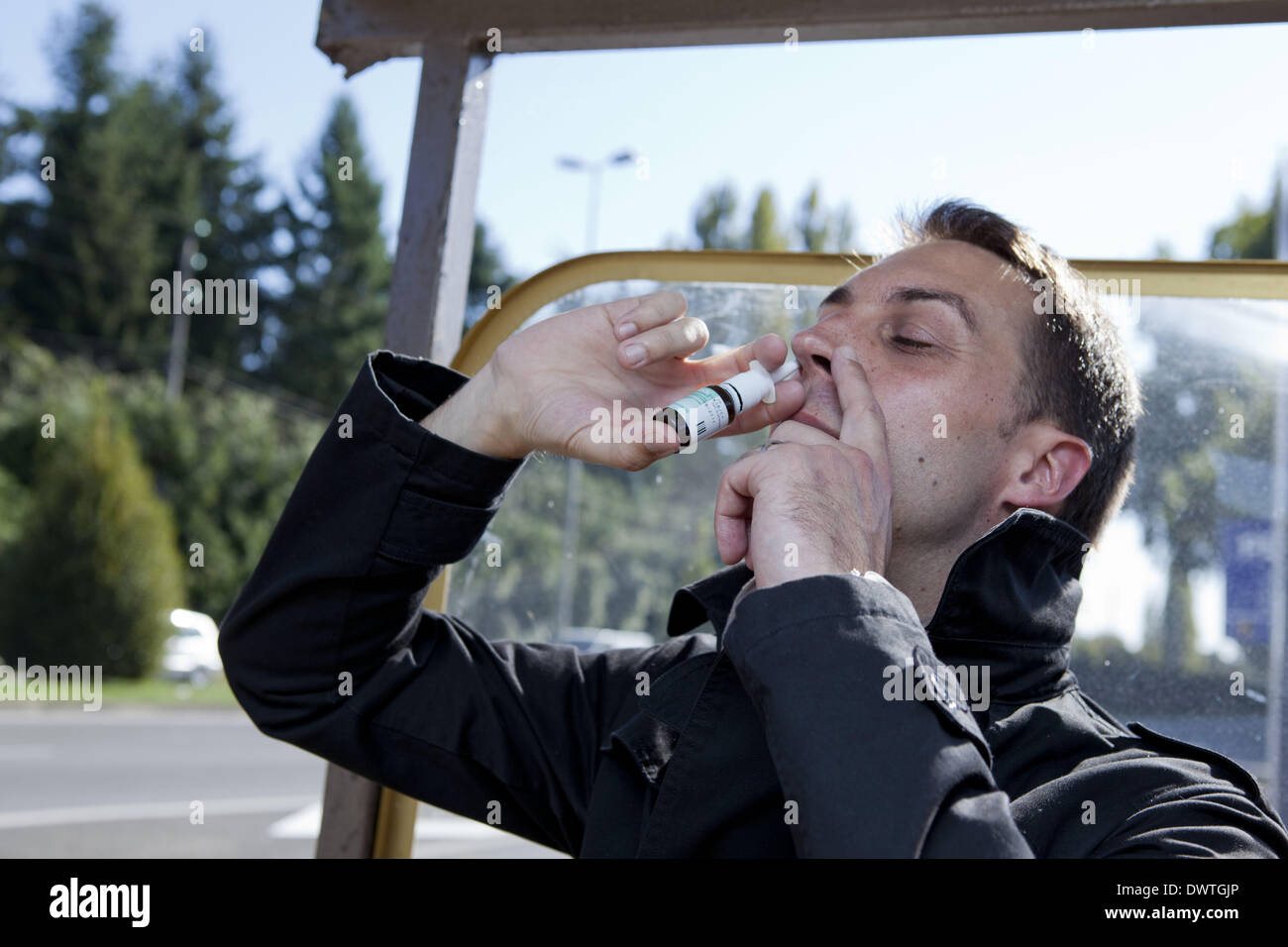 Treatment drop man Stock Photo - Alamy