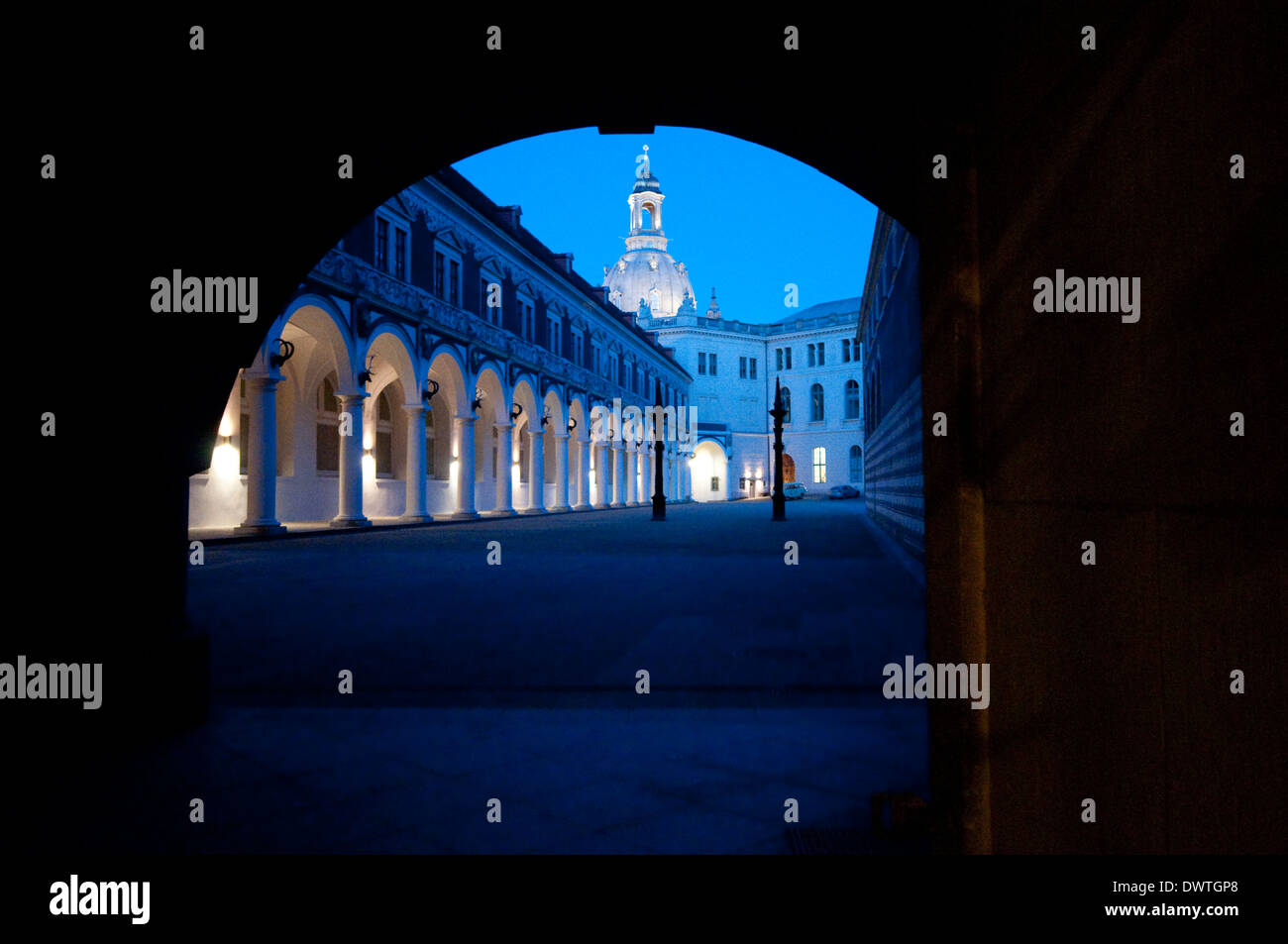 Germany, Saxony, Dresden, Dresden Castle, Stallhof Courtyard, Arcade ...