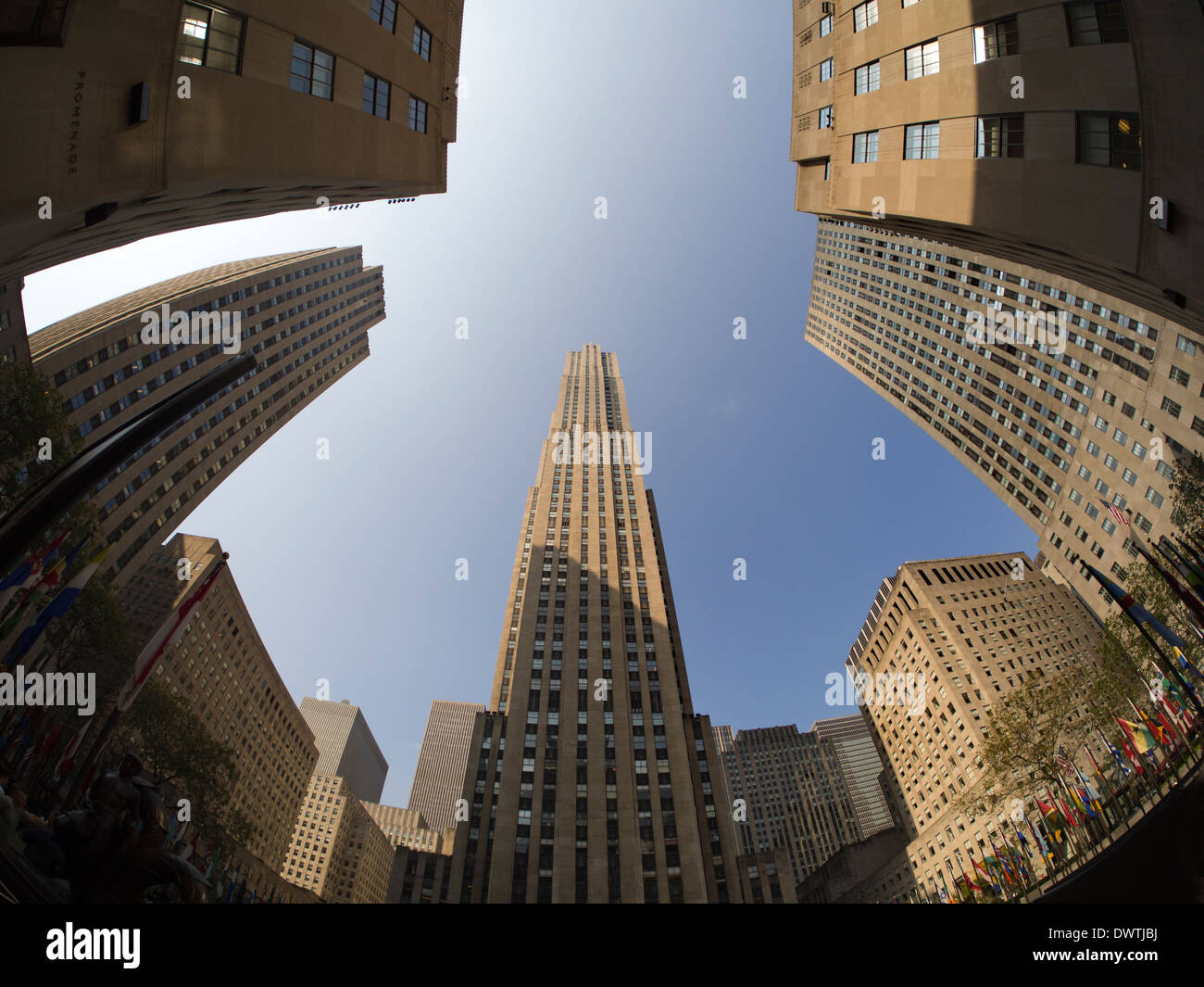 Fisheye View of the Rockefeller Centre New York USA 5 Stock Photo - Alamy