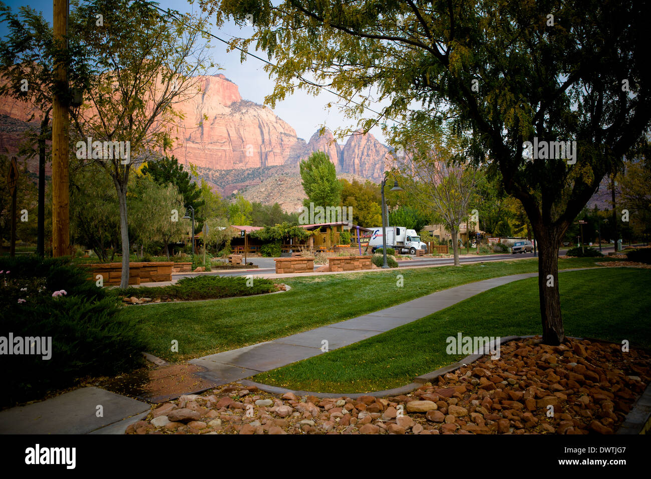 Local view in the town of Springdale in Zion National Park, Utah Stock ...