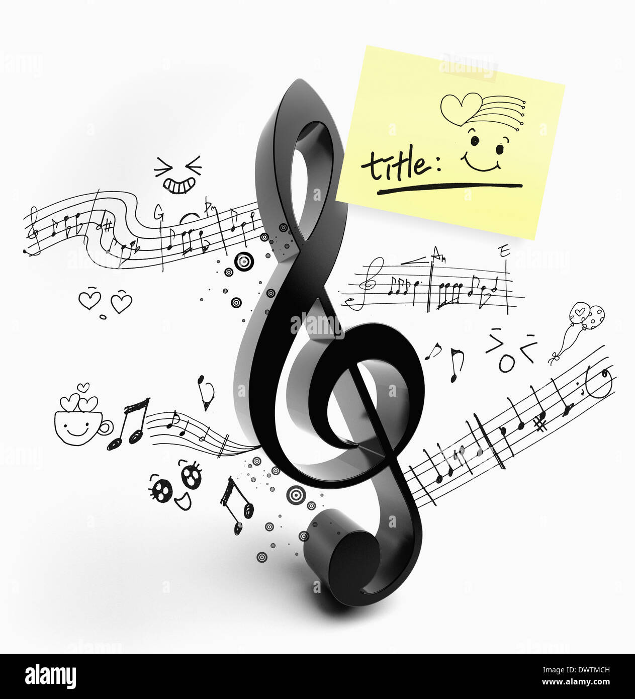 a note key with drawings Stock Photo - Alamy