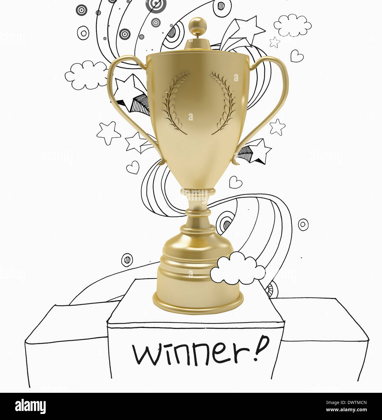 a trophy with drawings Stock Photo - Alamy