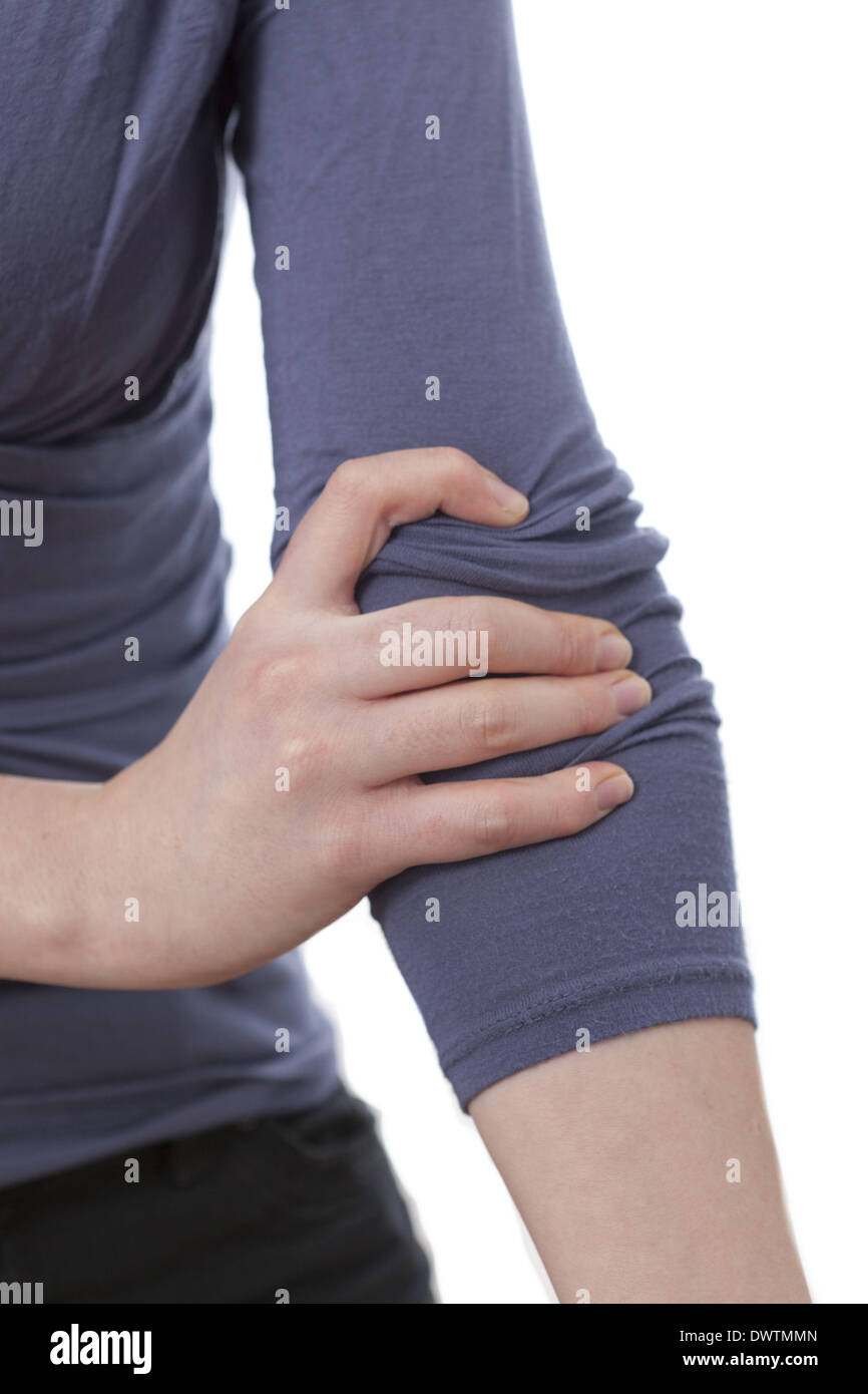 Arm pain woman Stock Photo - Alamy