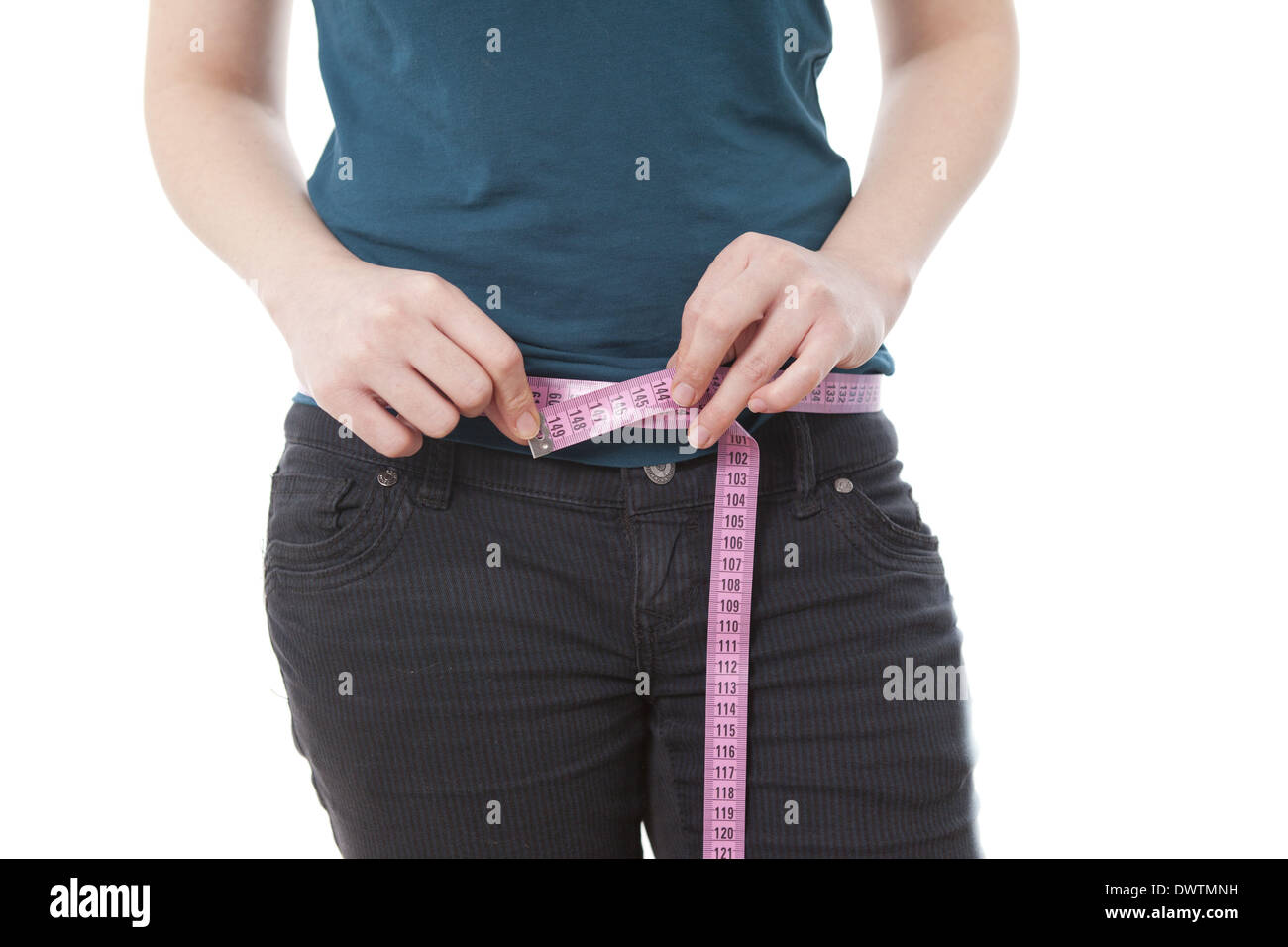Waist measurement woman Stock Photo - Alamy