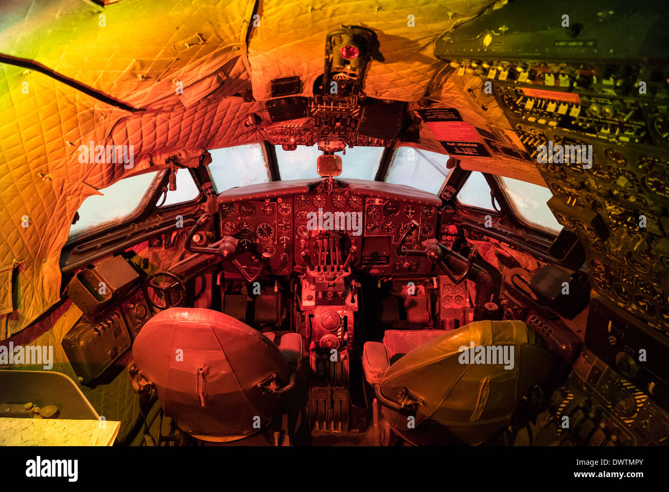 Interior of cockpit of Comet aircraft at Al Mahatta Museum, the ...