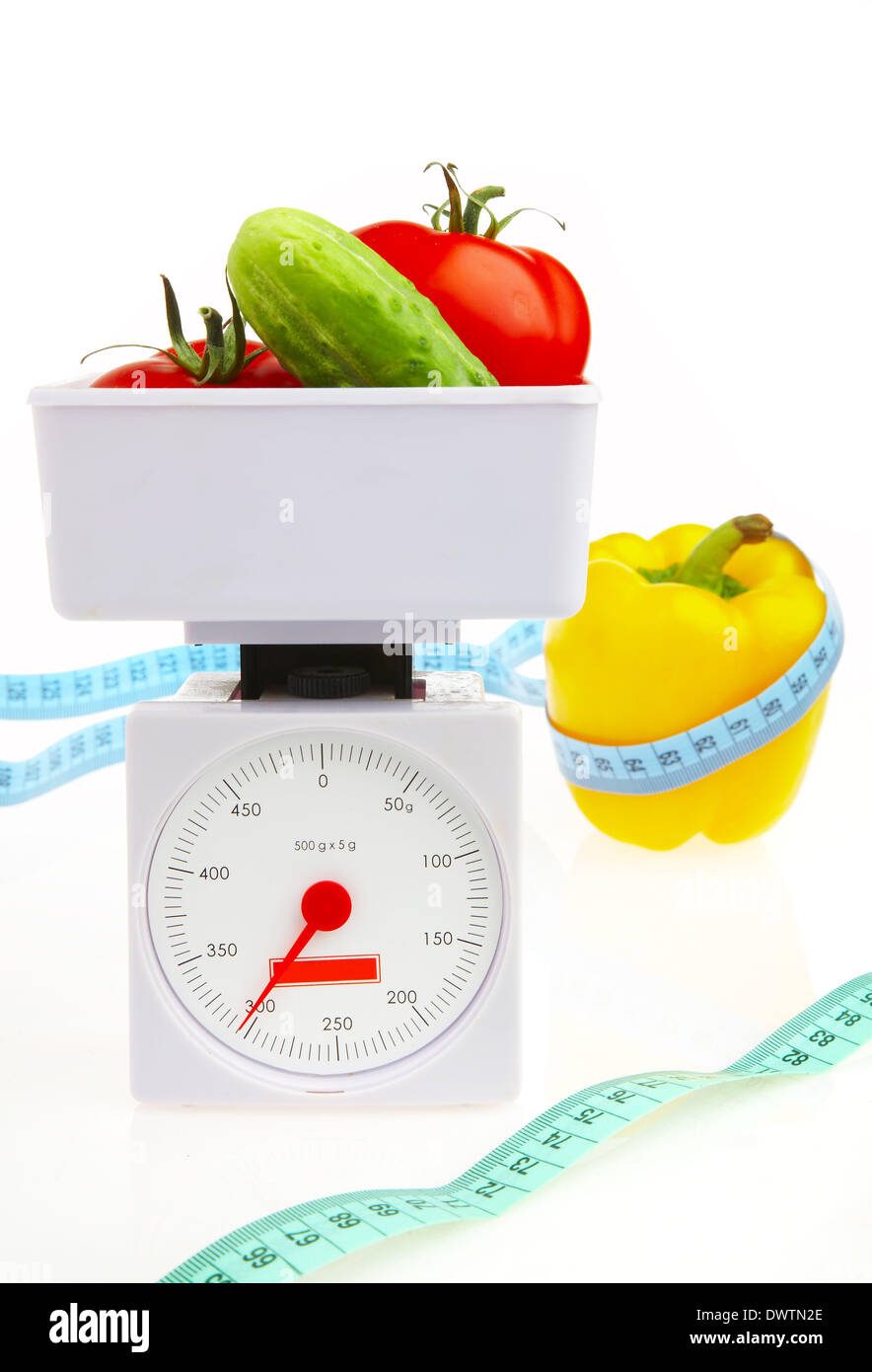 Food weigh scale with tape measure Cut Out Stock Images & Pictures - Alamy