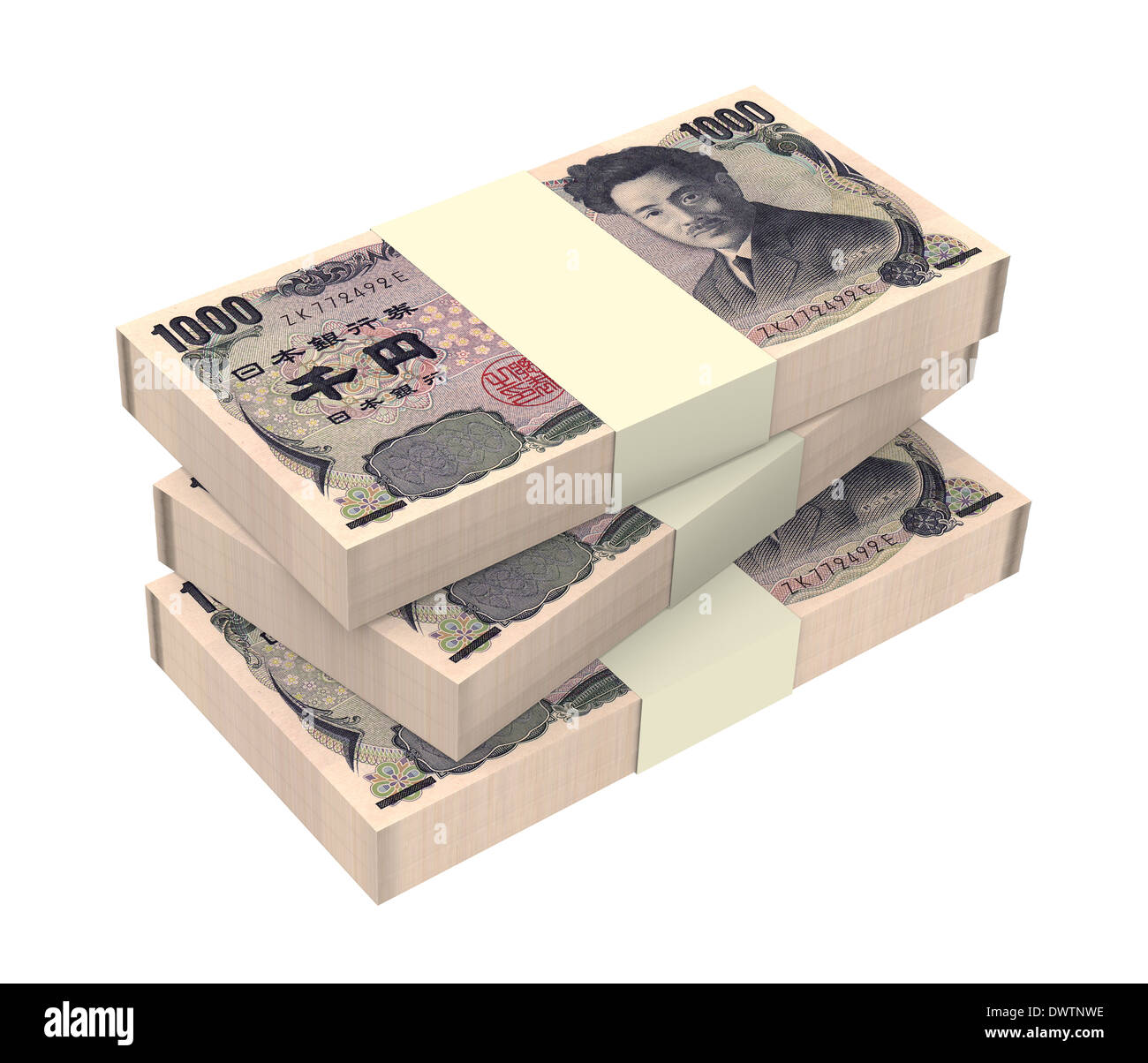 Japan money isolated on white background Stock Photo - Alamy