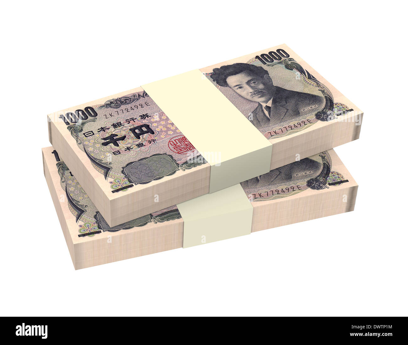 Japan money isolated on white background Stock Photo - Alamy
