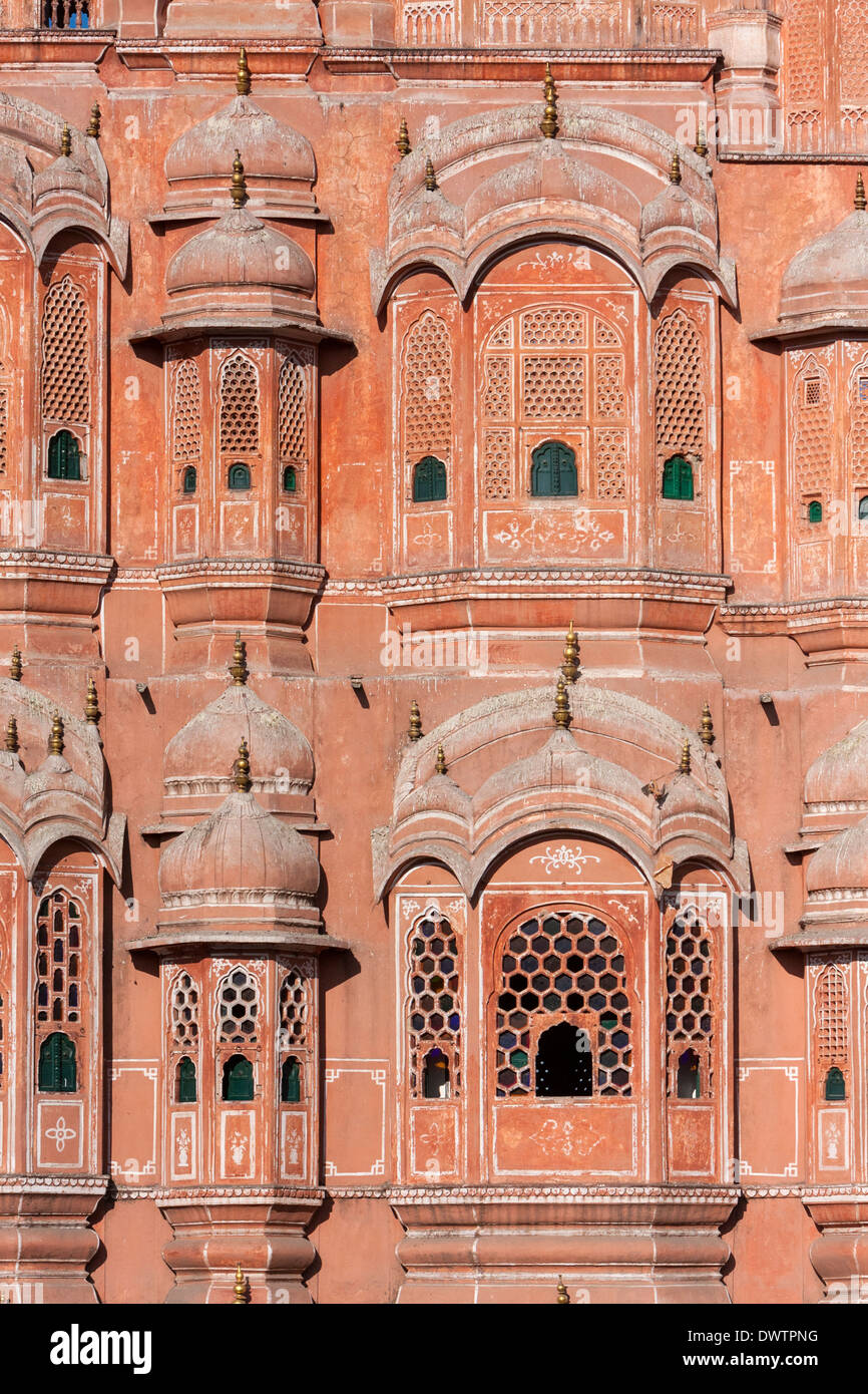 Jaipur, Rajasthan, India. Hawa Mahal, built 1799. Hexagons in the lower ...