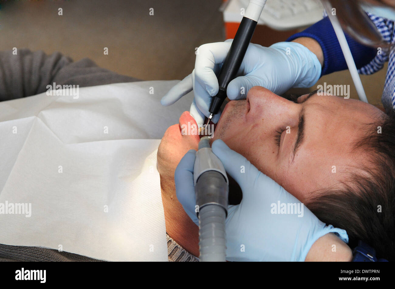 Tooth care man Stock Photo - Alamy