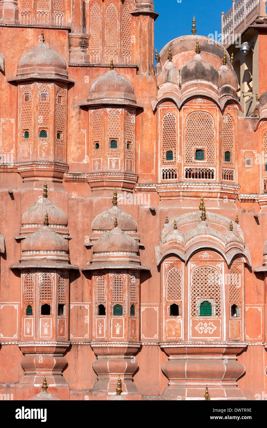 Jaipur, Rajasthan, India. Hawa Mahal, built 1799. Hexagons in the upper ...