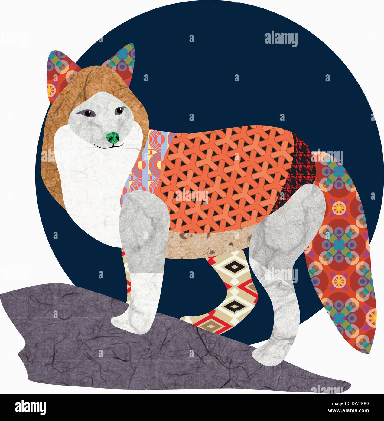 a wolf made out of different textiles Stock Photo - Alamy