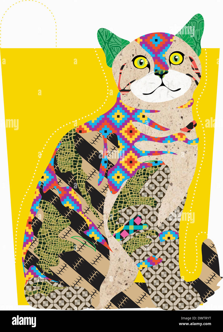 a cat made out of different textiles Stock Photo - Alamy