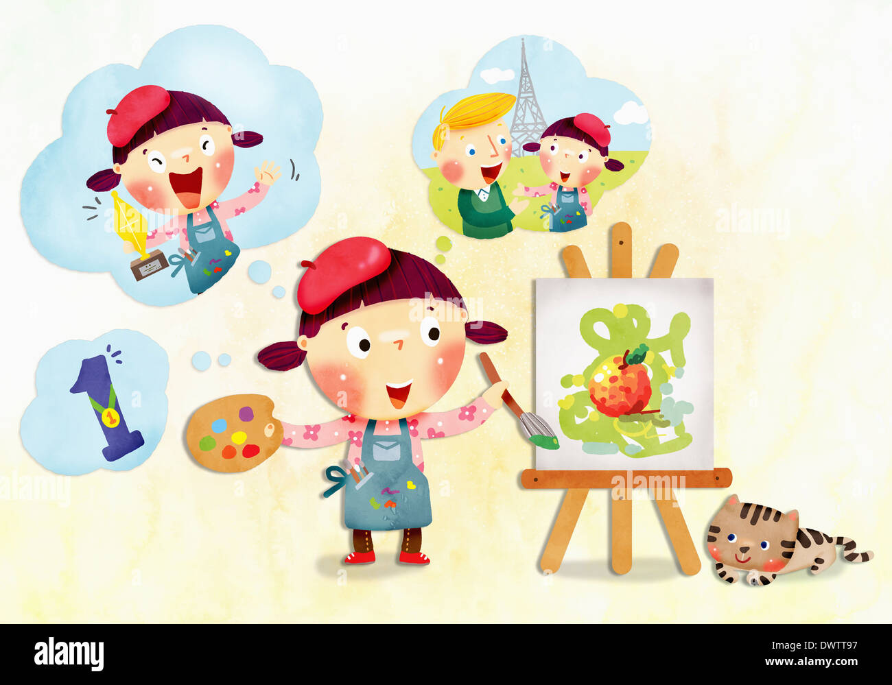 a kid painting a picture Stock Photo - Alamy